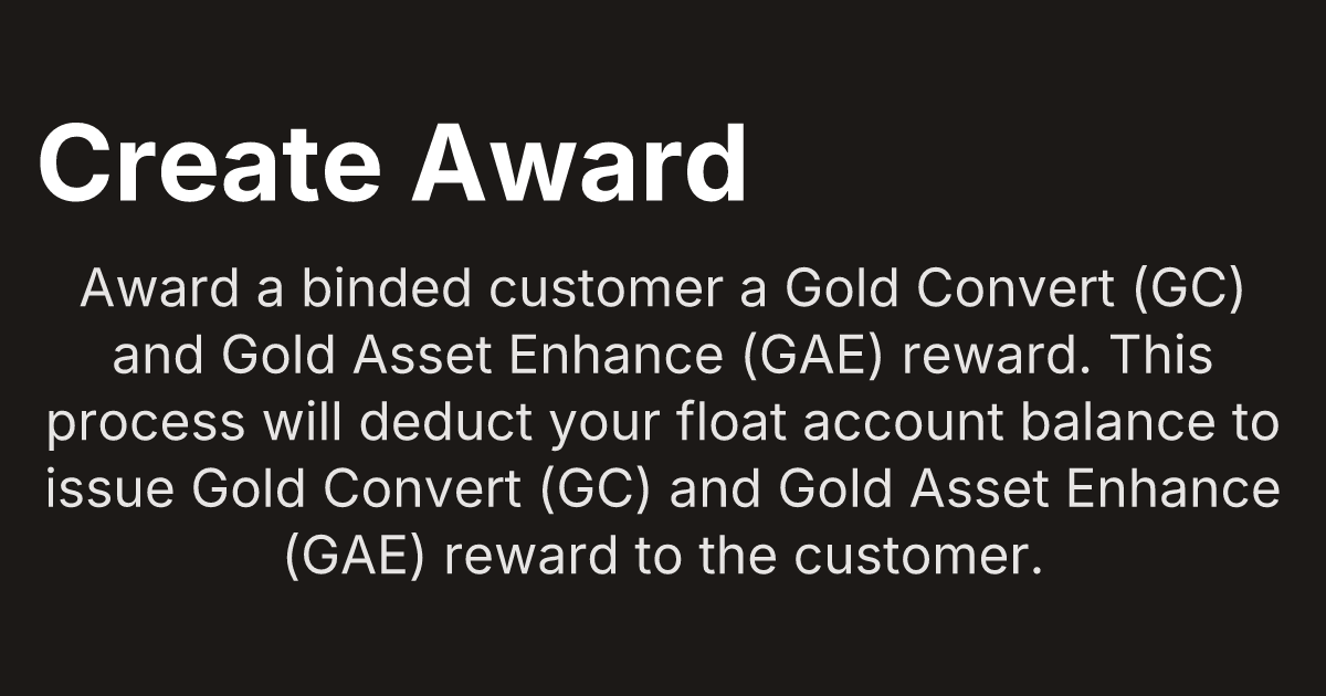 Create Award - Quantum Metal Developer Docs